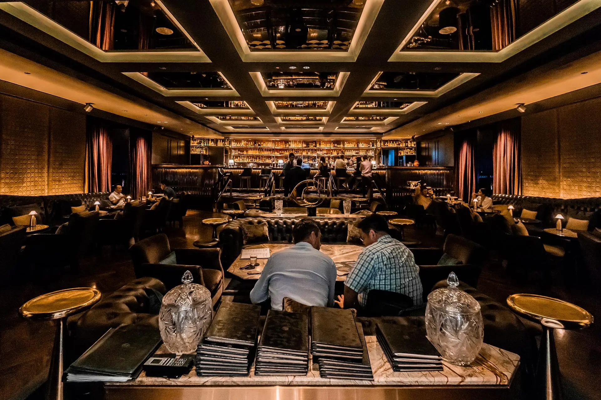 Dimly Lit Bar Grid Ceiling, Manhattan | Singapore Tourism Photos and Videos