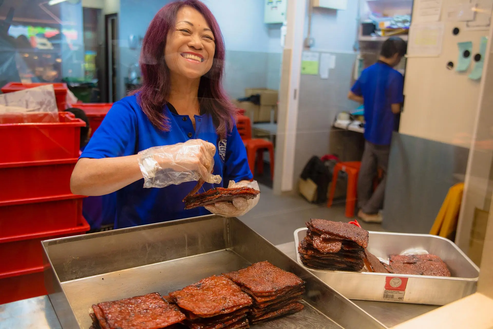 Woman Purple Hair Blue Shirt, Lim Chee Guan People's Park Complex Store ...