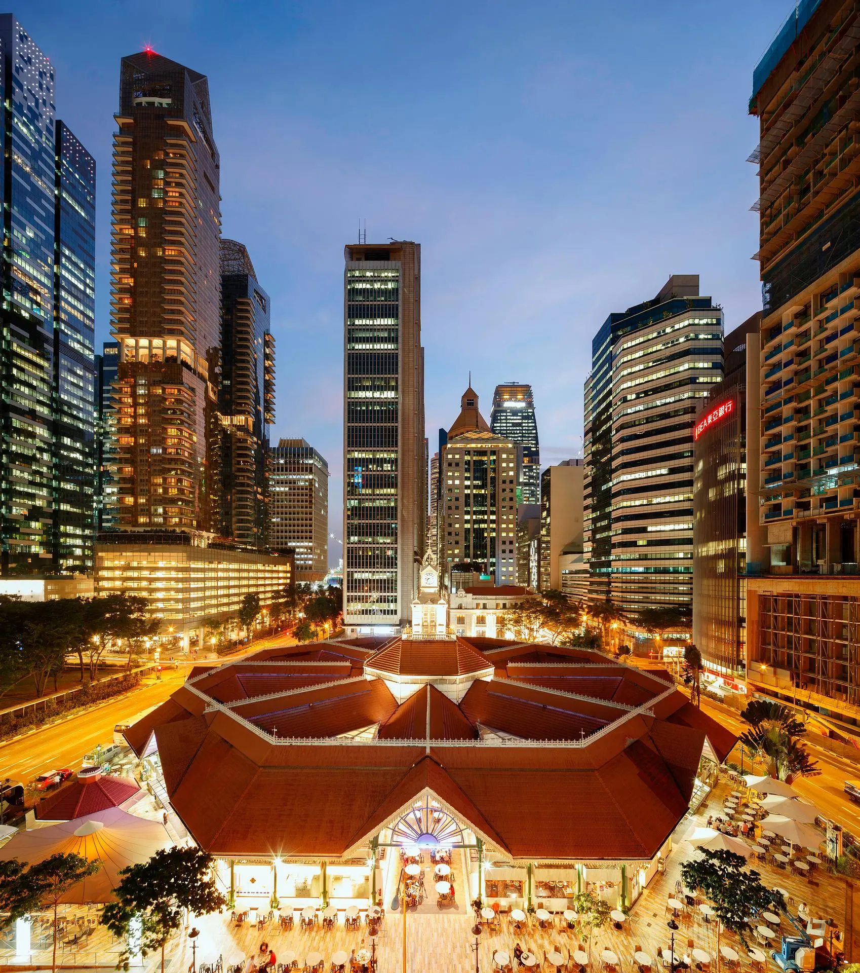 Victorian Building Dusk Cityscape Lights, Lau Pa Sat | Singapore ...