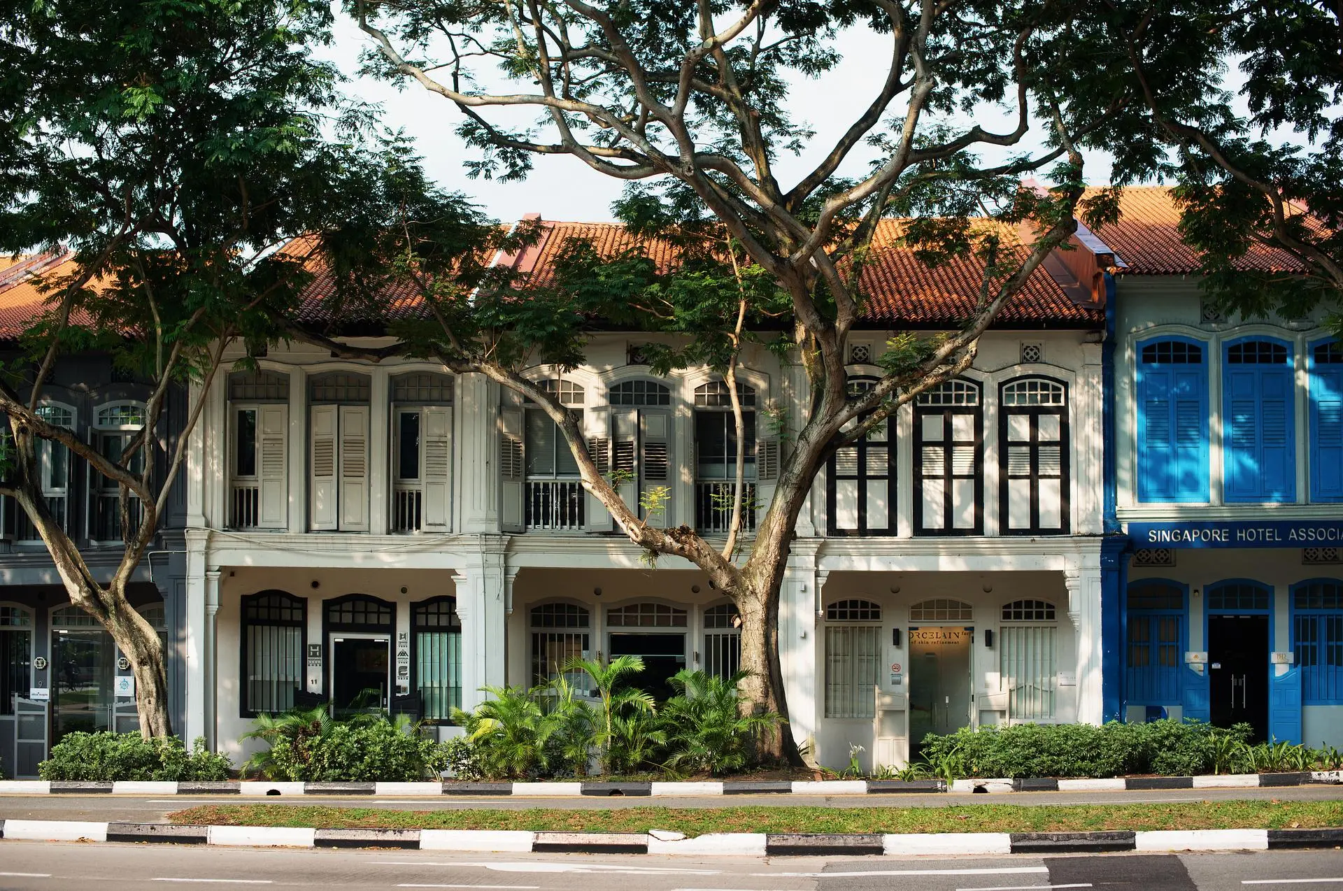 Colourful Facades Orange Roofs Buildings, Cantonment Rd | Singapore ...