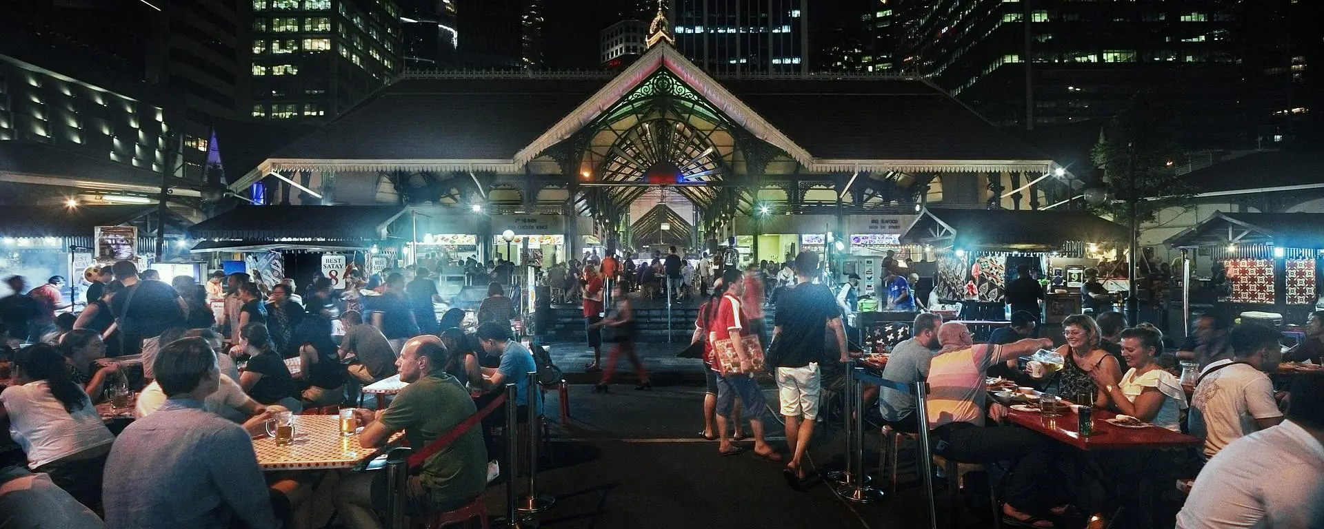 Night Market Food Stalls People, Lau Pa Sat | Singapore Tourism Photos ...